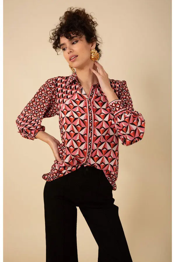 Hale Bob Daleyza Silk Top - Red / Orange