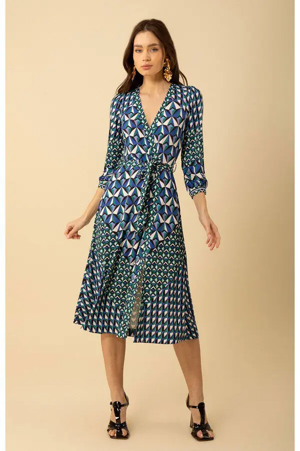 Hale Bob Anaya Wrap Midi Dress - Multicolor