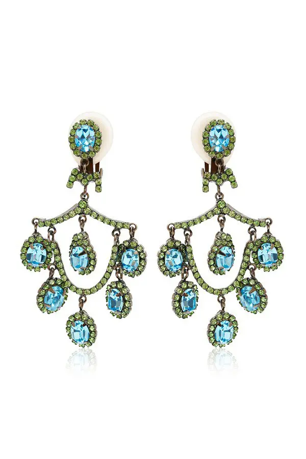 KENNETH JAY LANE Peridot & Chandelier Earrings - Aqua