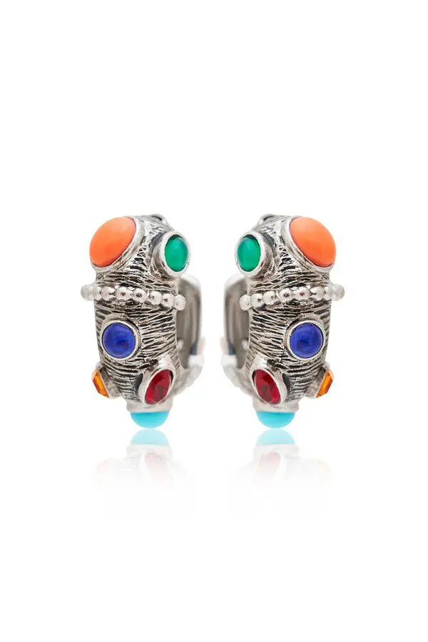 KENNETH JAY LANE Multistone Hoop Earrings - Multicolor