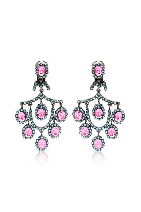 KENNETH JAY LANE Chandelier Clip-on Earrings - Pink