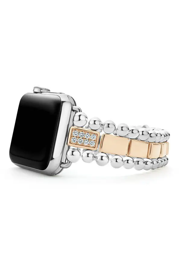 Lagos Smart Caviar Diamond Watch Bracelet - Gold
