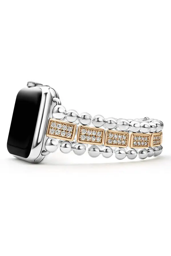 Lagos Smart Caviar Diamond Watch Bracelet - Gold