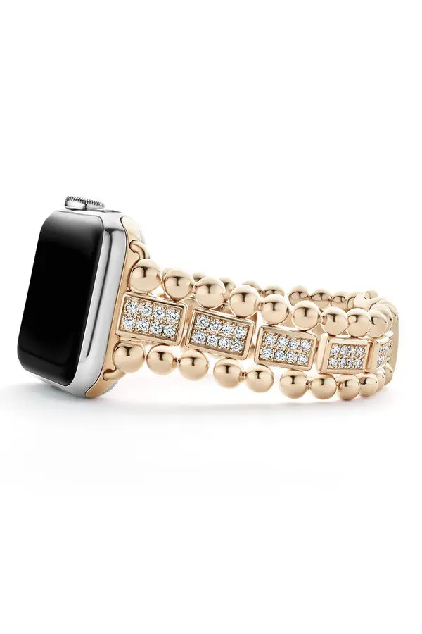 Lagos Smart Caviar Rose Diamond Watch Bracelet - Gold