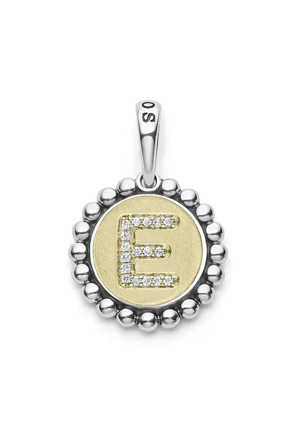 Lagos Signature Caviar Diamond E Initial Charm - Gold