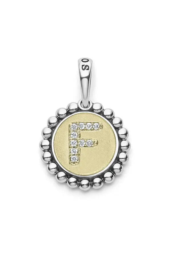 Lagos Signature Caviar Diamond F Initial Charm - Gold