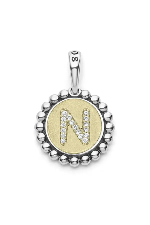 Lagos Signature Caviar Diamond N Initial Charm - Gold