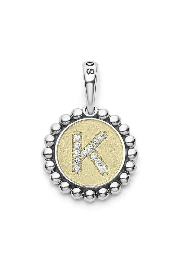 Lagos Signature Caviar Diamond K Initial Charm In Gold Editorialist