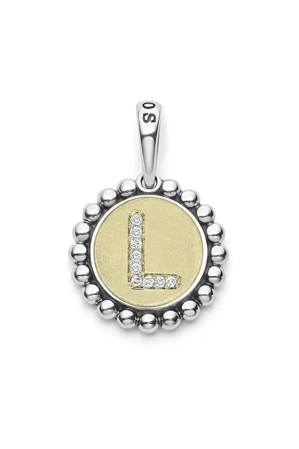 Lagos Signature Caviar Diamond L Initial Charm - Gold