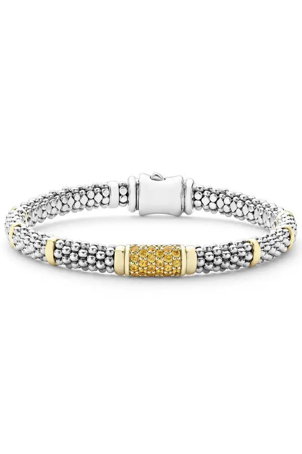 Lagos Signature Caviar Sapphire Bracelet - Yellow