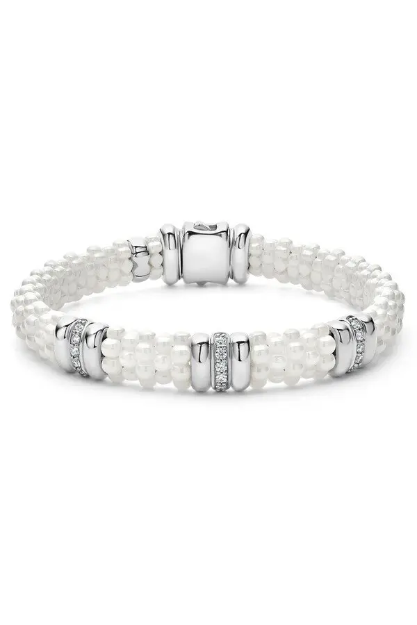 Lagos Caviar Ceramic Diamond Bracelet - White