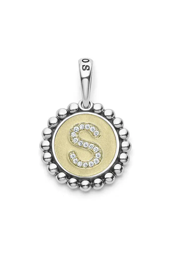 Lagos Signature Caviar Diamond S Initial Charm - Gold