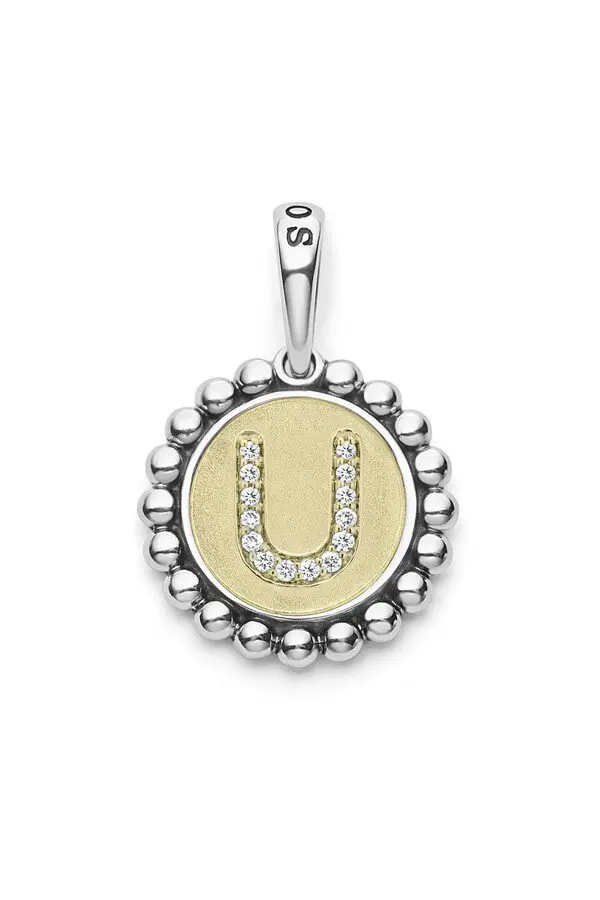 Lagos Signature Caviar Diamond U Initial Charm - Gold