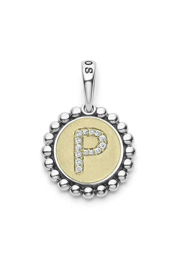 Lagos Sterling Silver And 18k Diamond 'p' Initial Charm - Gold
