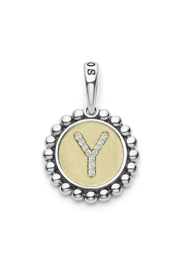 Lagos Signature Caviar Diamond Y Initial Charm - Gold