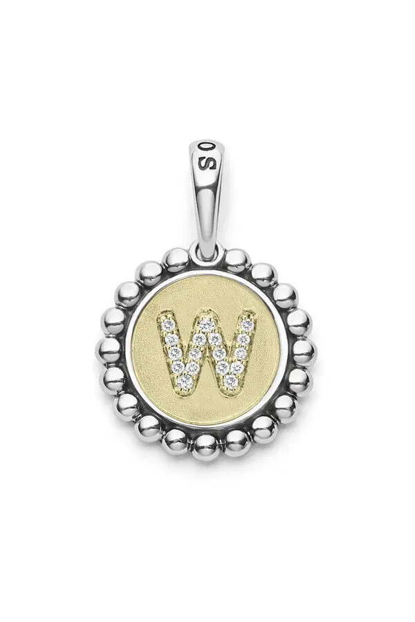 Lagos Signature Caviar Diamond W Initial Charm - Gold