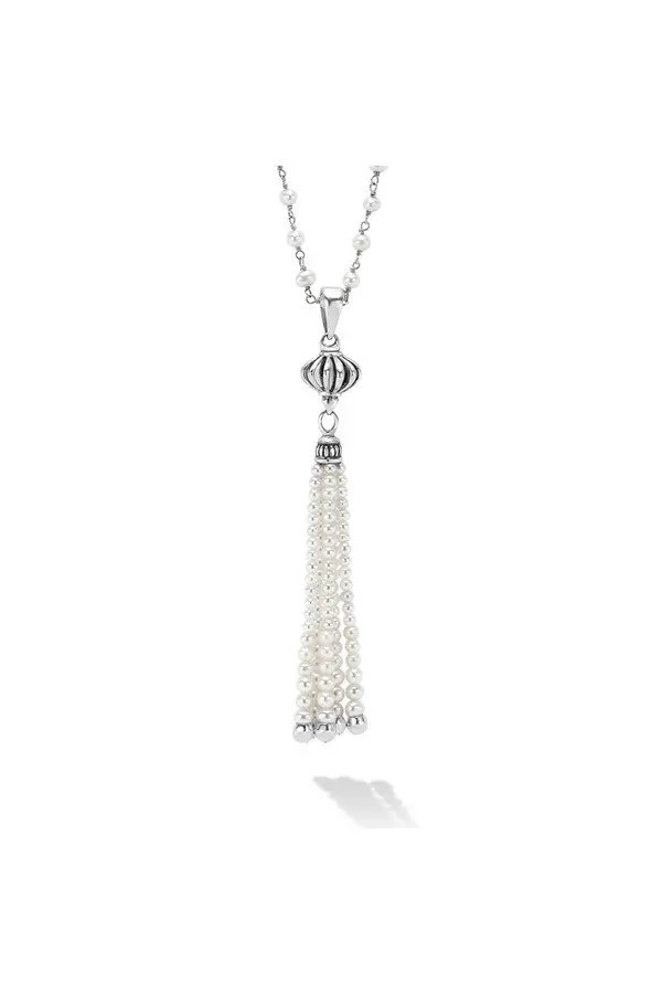 Lagos Luna Pearl Tassel Pendant Necklace - Silver