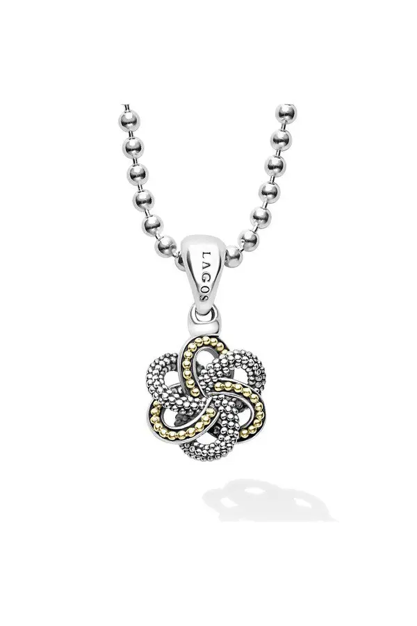 Lagos Love Knot Small Two-tone Pendant Necklace - Gold