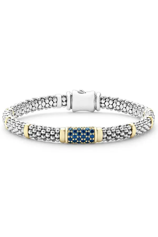Lagos Signature Caviar Bracelet With Sapphire - Blue