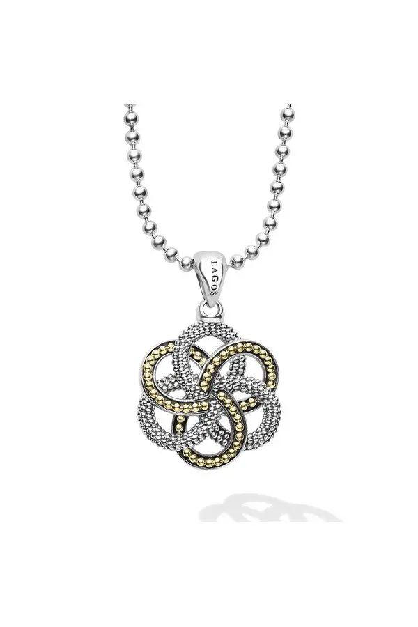 Lagos Love Knot Large Two-tone Pendant Necklace - Gold