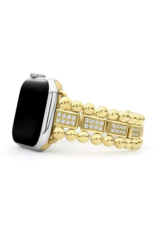 Lagos Smart Caviar 18k Full Diamond Watch Bracelet-38-45mm - Gold