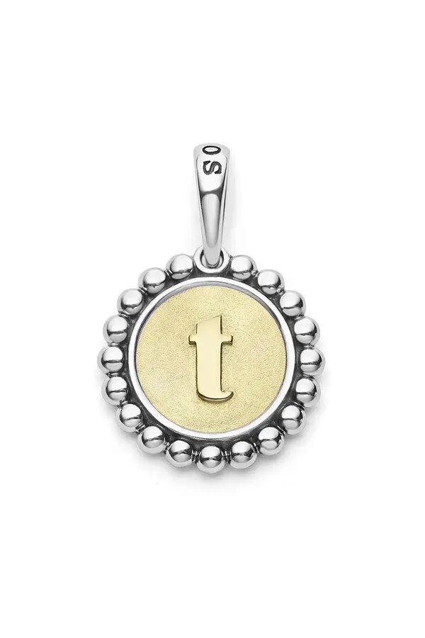 Lagos Signature Caviar T Initial Charm - Gold