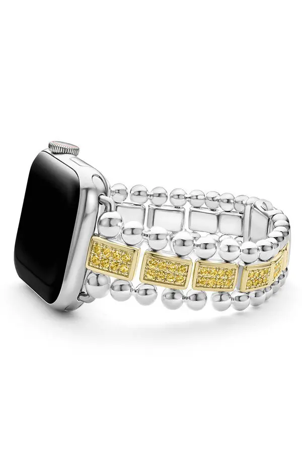 Lagos Smart Caviar 18k And Sterling Silver Yellow Sapphire Watch Bracelet - Gold