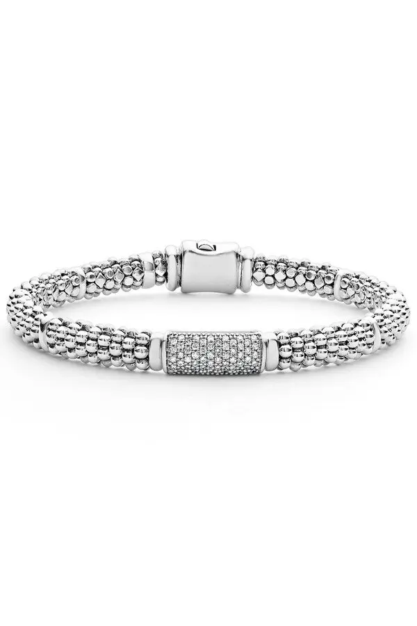 Lagos Signature Caviar 6mm Diamond Bracelet - Red