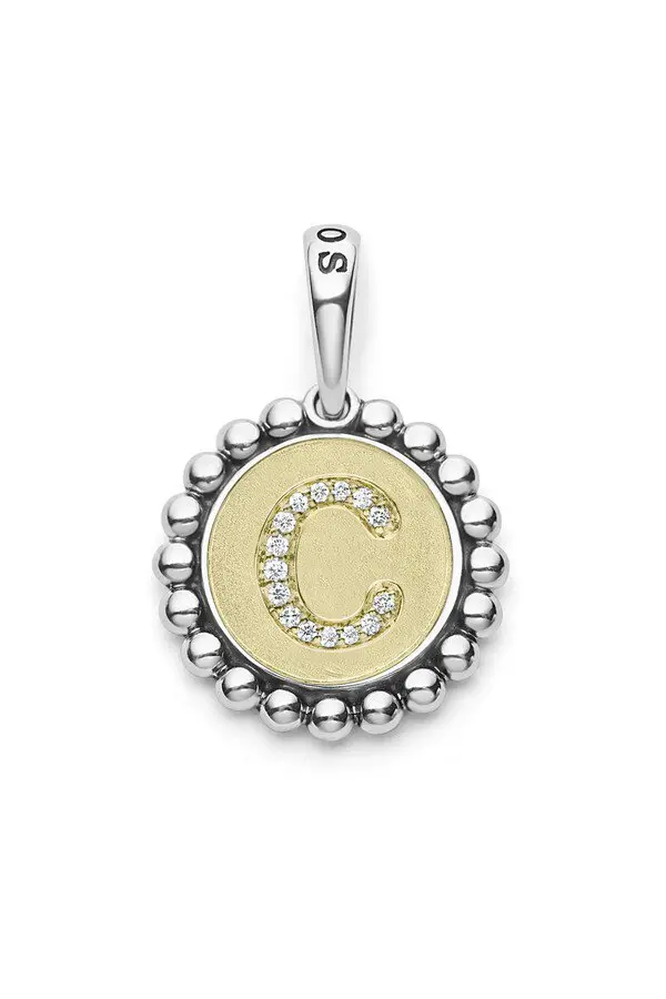 Lagos Signature Caviar Diamond C Initial Charm - Gold