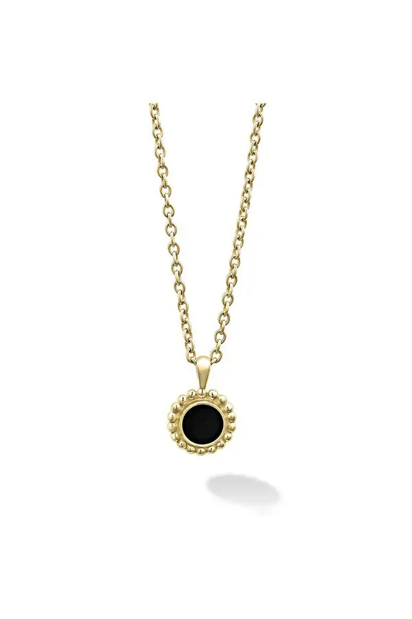 Lagos Covet Round Onyx Pendant Necklace - Gold