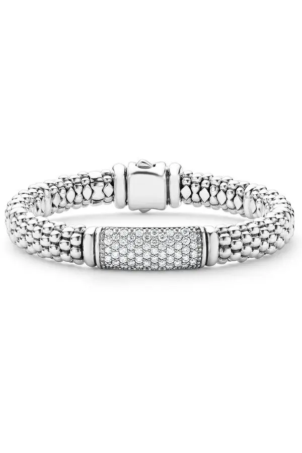 Lagos Signature Caviar Diamond Bracelet - Silver