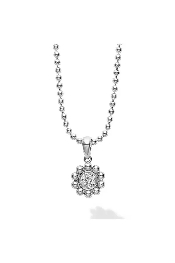 Lagos Caviar Spark Diamond Pendant Necklace - Silver