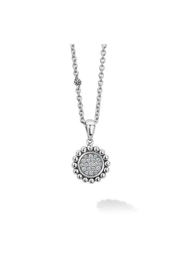 Lagos Caviar Spark Diamond Pendant Necklace - Silver