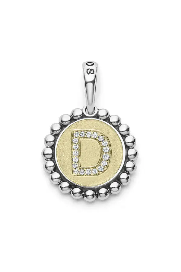 Lagos Signature Caviar Diamond Initial D Charm - Gold