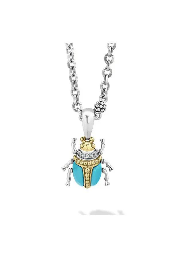 Lagos Rare Wonders Turquoise Beetle Diamond Pendant Necklace - Gold