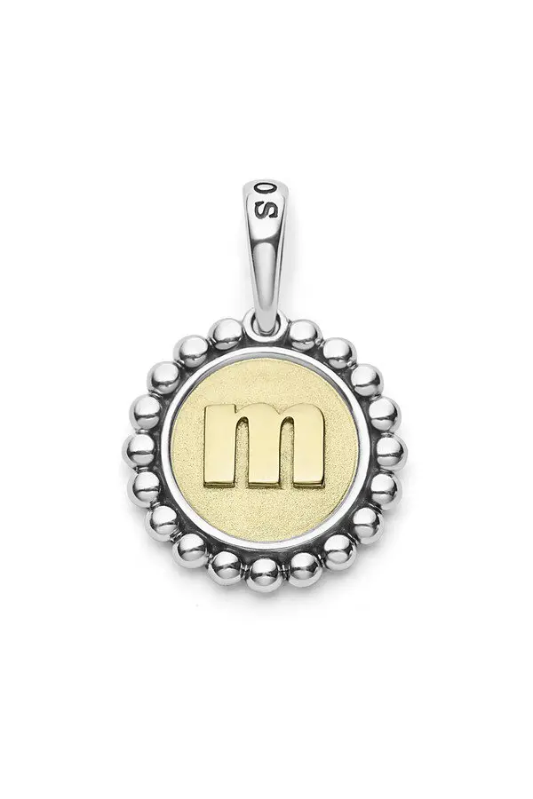 Lagos Signature Caviar M Initial Charm - Gold