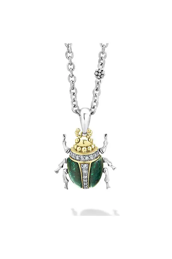 Lagos Rare Wonders Jade Beetle Diamond Pendant Necklace - Gold