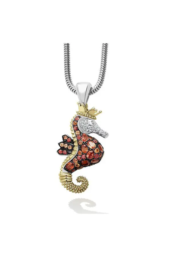 Lagos Rare Wonders Seahorse Pendant Necklace - Orange
