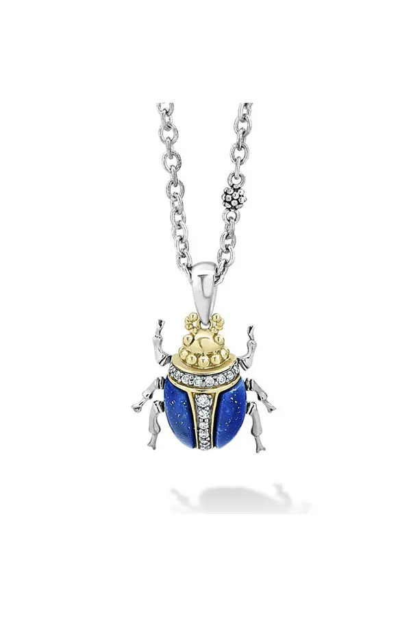 Lagos Rare Wonders Lapis Beetle Diamond Pendant Necklace - Gold