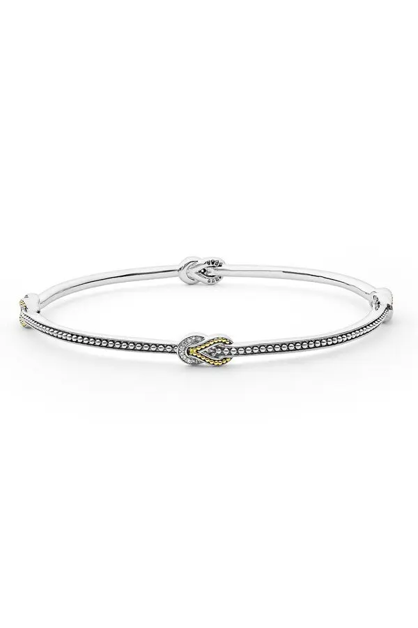 Lagos Newport Two-tone Diamond Knot Bangle Bracelet - Gold