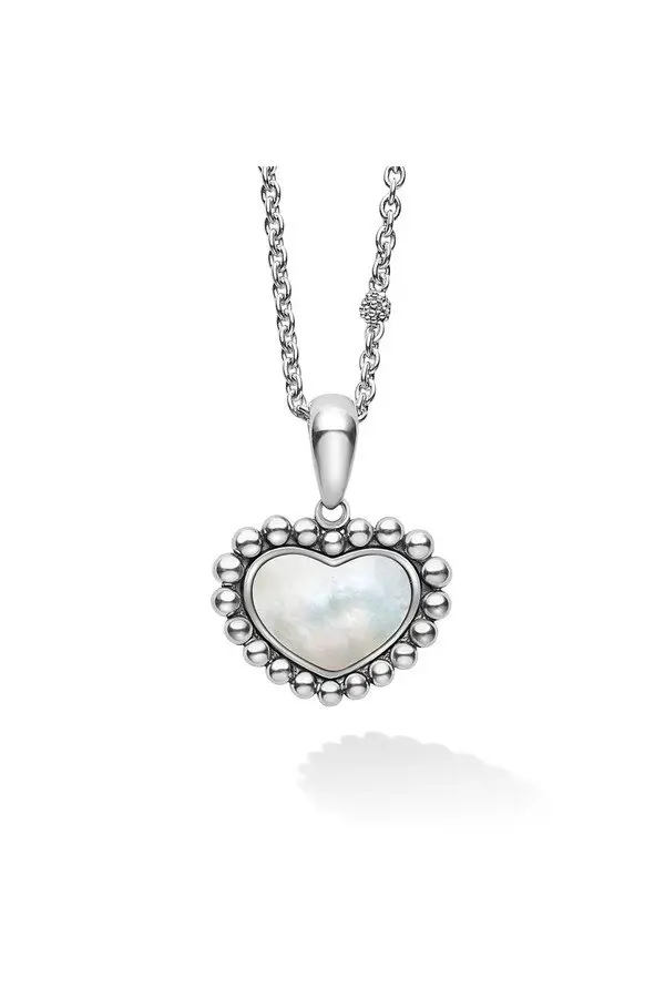 Lagos Maya Mother Of Pearl Heart Pendant Necklace - Silver