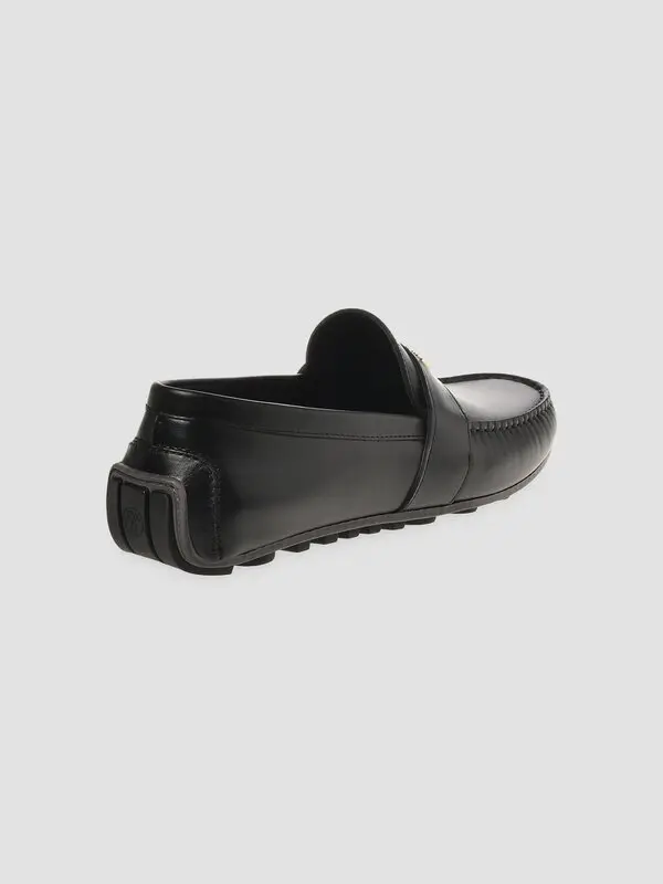 Moschino Logo-accented Leather Driving Loafers