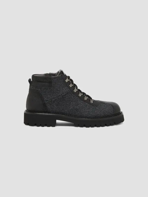POLLINI Leather-trimmed Wool-blend Ankle Boots
