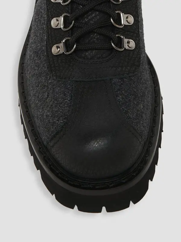 POLLINI Leather-trimmed Wool-blend Ankle Boots