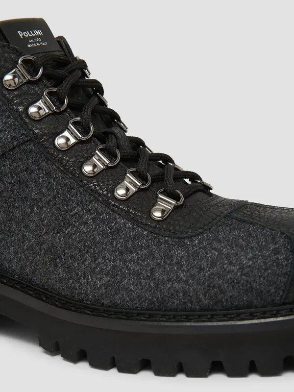 POLLINI Leather-trimmed Wool-blend Ankle Boots