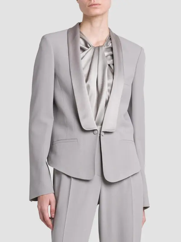 Alberta Ferretti Satin Lapel Cropped Jacket