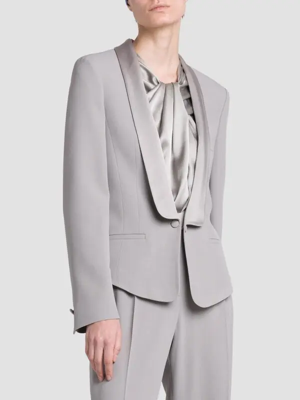 Alberta Ferretti Satin Lapel Cropped Jacket