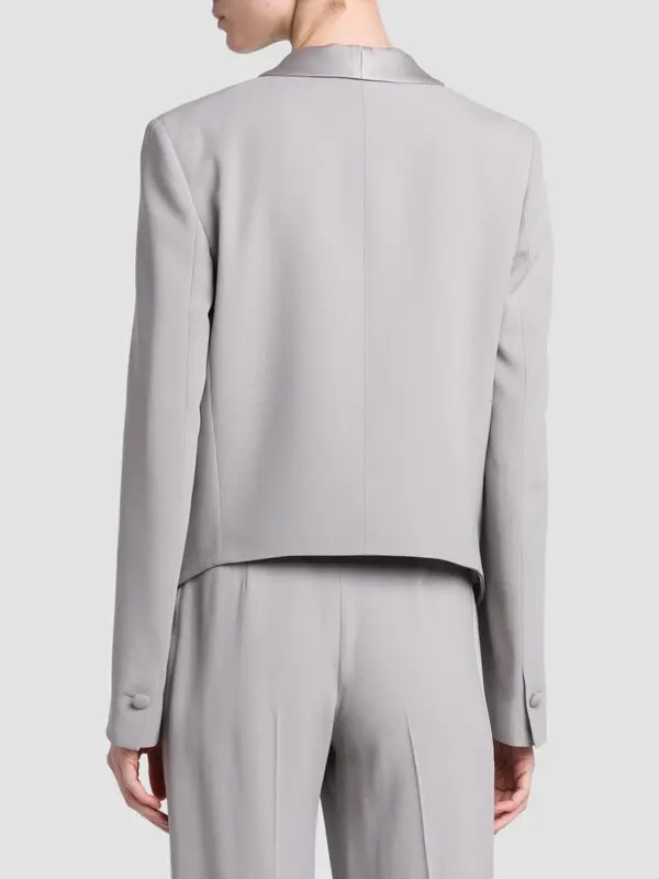Alberta Ferretti Satin Lapel Cropped Jacket
