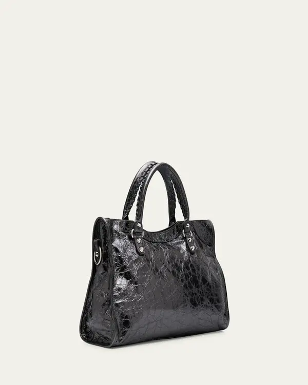 Balenciaga Le City Medium Metallic Leather Top-handle Bag - Steel Grey