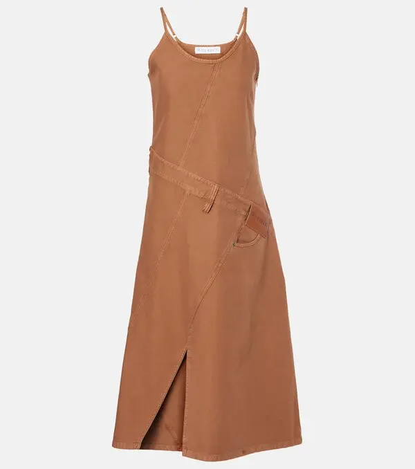 JW Anderson Logo Asymmetric Cotton Midi Dress